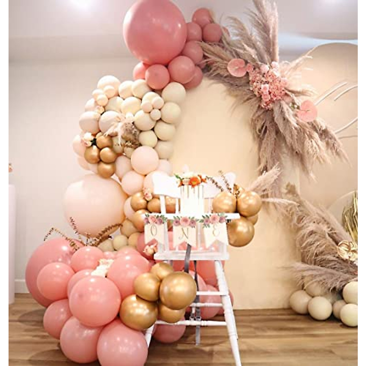 Dusty Rose Pink Nude Peach Neutral Brown Ivory White Boho Balloons Balloon Garland Kit, Boho Neutral Birthday Wedding Baby Shower Party Decorations for Girl