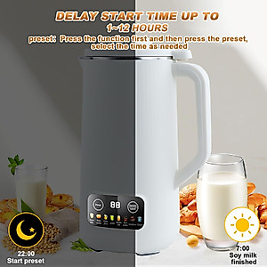 Yabound Nut Milk Maker, Automatic Soy Milk Maker, 20oz Nut Milk Maker Machine with Delay Start Keep Warm Self-Cleaning, Almond Milk Machin for Homemade Plant-Based Milk, Oat, Soy, Yogurt (White)