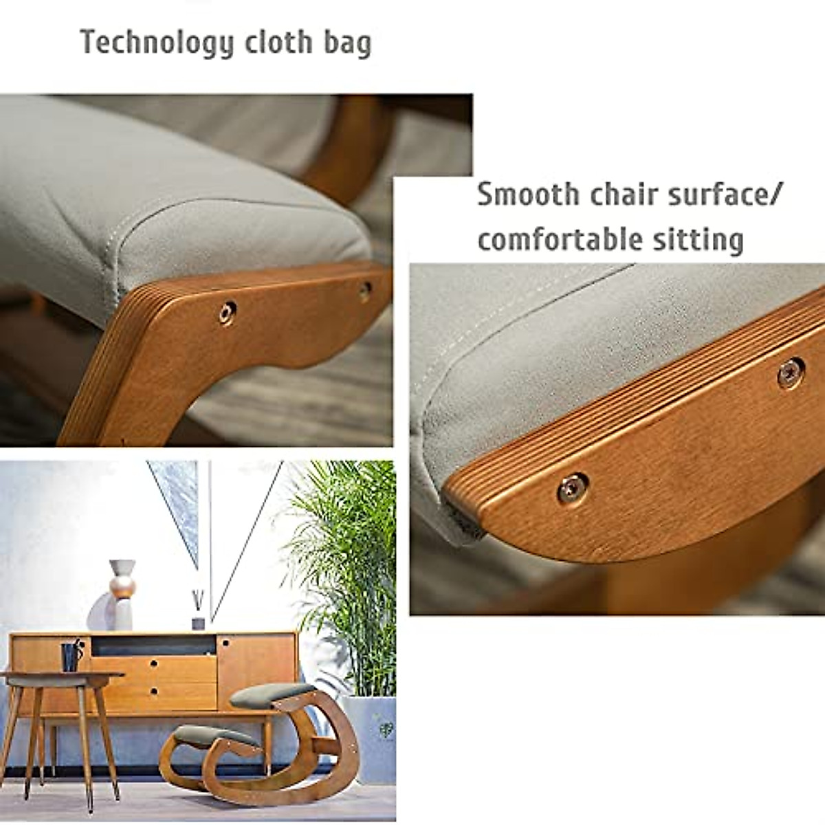XMSM Posture Correction Kneeling Chair Ergonomic for Office, Kids Angled Seat Learning Rocking Office Chair Knee Stool for Relief Men & Women, Teenager Hunchback,Poor Posture, Kyphosis, Etc
