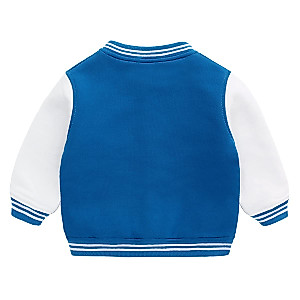 famuka Baby Boy Girl Baseball Coat Toddler Casual Varsity Jackets (Blue, 12-18 Months)