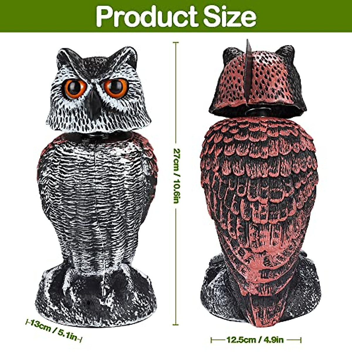 XYSFUZD Fake Owl Plastic Garden Owl with Moving Head and Sound
