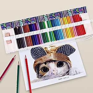 12/24/36/72 Slot Pencil Wrap Pencil Rolls, Sketch Pencil Wrap Case, Artist Colored Pencils Roll Up Bag, Drawing Organizer Bag(12 holes)