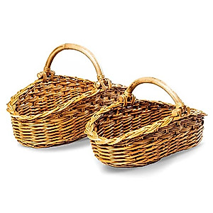 The Basket Lady Wicker Gathering Basket, Small, 18.5 in L x 10 in W x 9 in H, Simply Natural (Sold Individually)