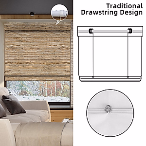 SmartWings Motorized Natural Woven Wood Blinds for Windows, Electric Auto Roman Shades with Remote for Sliding Doors, Compatitable with Alexa/Homekit/Google Home, Customized, Jute Linen-005