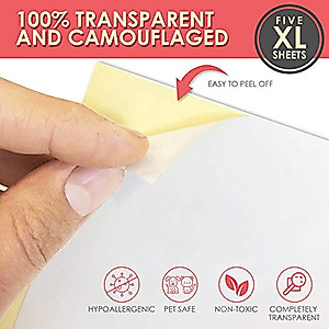 Ronton Cat Scratch Deterrent Tape - Anti Scratch Tape for Cats | 100% Transparent Clear Double Sided Training Tape | Pet & Kid Safe | Furniture, Couch, Door Protector (5 Sheet)