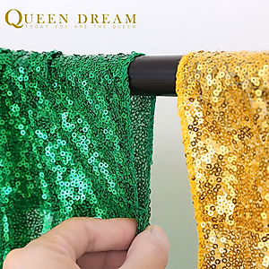 Green Sequin Backdrop 4 Panels 2FTx8FT Wedding Photo Backdrop Glitter Birthday Party Decorations Sparkle Background Drapes