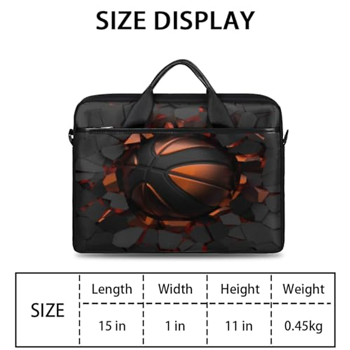 Basketball Crash Laptop Computer Bag Waterproof Shoulder Messenger Bag 13-15 inch Durable Laptop Tote Bag with Shoulder Strap Handle Lightweight Crossbody Briefcase