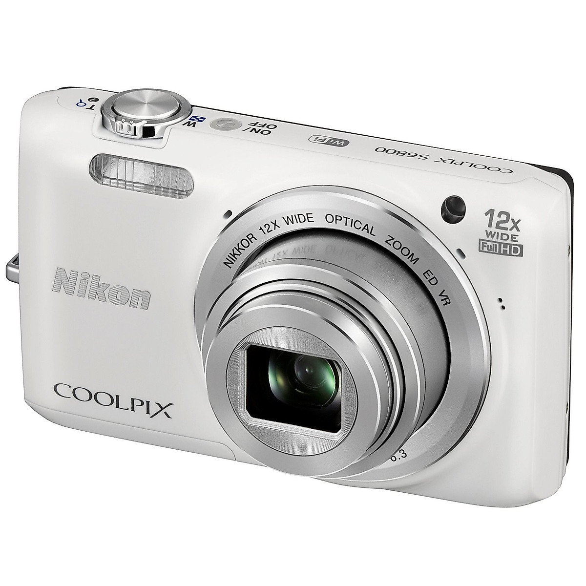 Nikon Coolpix S6800 Compact Digital Camera - White (16.0MP, 12x Optical Zoom) 3.0 inch LCD with Wi-Fi