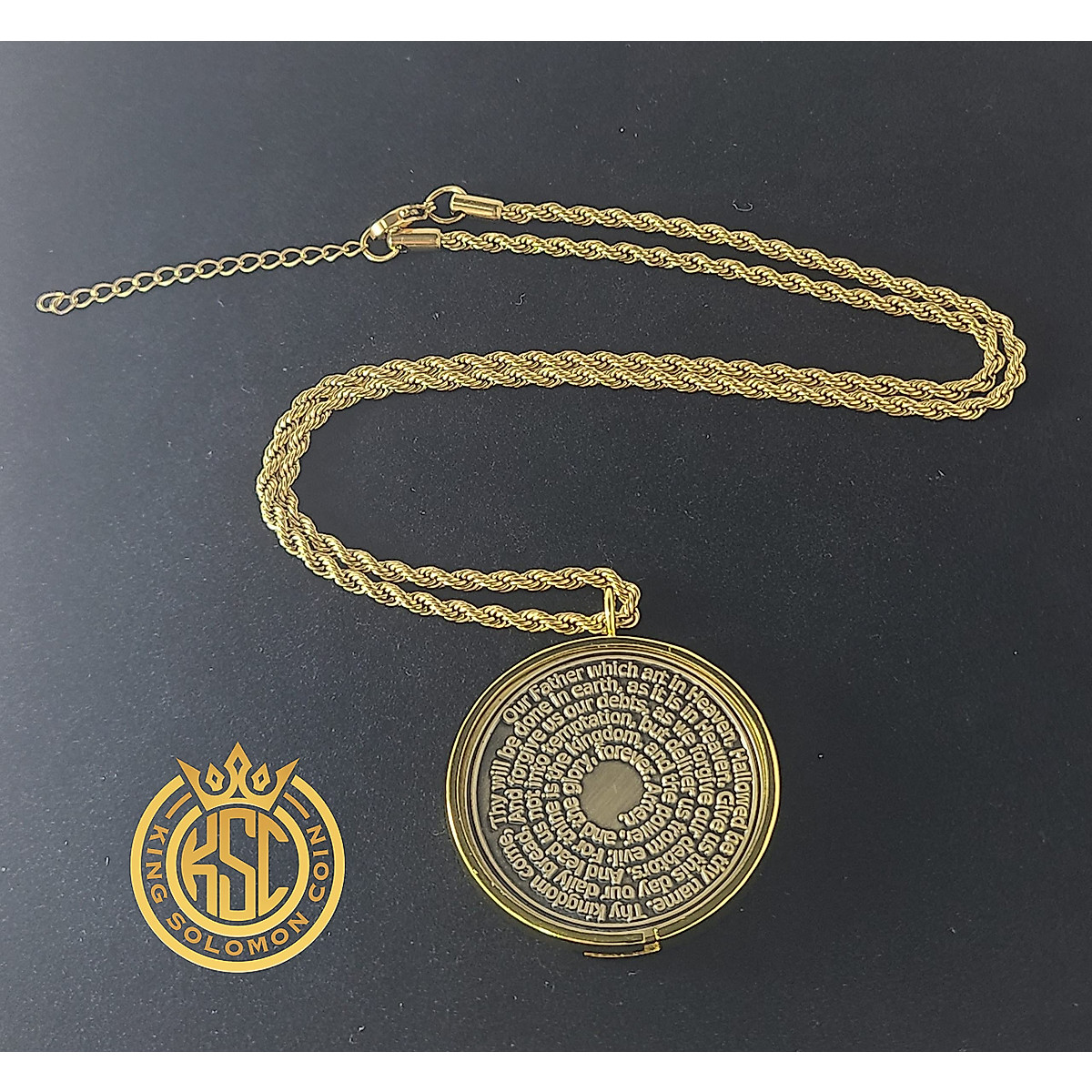Our Father Prayer + 72 names of God + 1FitAll King Solomon Coin bezel kabbalah seal talisman Necklace