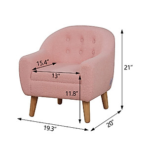 Small Toddler Sofa Chair/Kids Sofa Chair/Velvet Upholstered Kids Sofa Couch/Big Kids Couch with Wooden Legs for Children Gift (Pink)