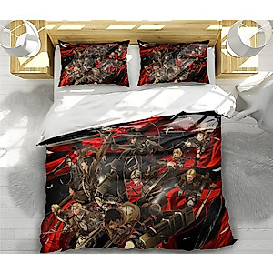 AKARDO Invade on Titan Anime Soft 3D Printed Duvet Cover Bedding Set with Comforter Cover 3 Piece Set Includes 2 Pillowcases and 1 Duvet Cover Machine Washable (12,Queen (90"x90"))