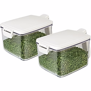 carrotez 2 Pack Airtight Spice Containers with Labels and Spoons, Food Storage Containers for Herbs, Coffee, Seasoning Organization, BPA free - White
