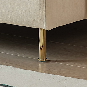 kevinplus 90.9'' Modern Sectional Sofa Couch for Living Room, Modular L-Shaped Corner Sofa Couch 3- Seat for Apartment Studio Home Office, Metal Leg and Cotton Linen Fabric, Beige