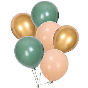 60PCS Sage Green Gold Nude Cream Balloon Greenery Baby Shower Balloon Bouquet for Woodland Baby Shower Rustic Eucalyptus Party Boho Wedding Bridal Shower Forest Safari Jungle Tropical Theme Party Decoration
