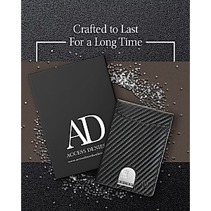 Access Denied Carbon Fiber Leather Mens Wallet - Slim Money Clip Bifold Wallets For Men RFID Front Pocket Thin Credit Card Holder - Gifts For Men