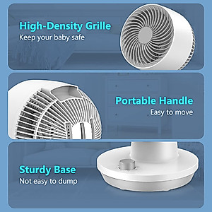 LifePlus Small Air Circulator Fan, Desk Fan 90° Tilt & 52° Oscillating, Portable Table Fan with 3 Speeds Powerful Airflow Perfect for Bedroom Dorm Office, White