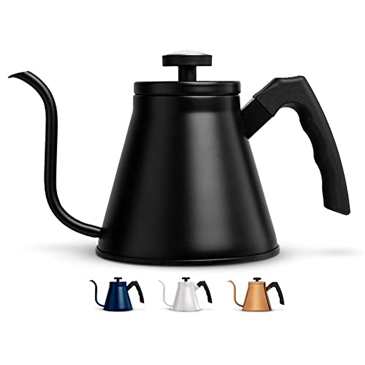 Kook Stovetop Gooseneck Kettle with Thermometer, for Pour Over Coffee & Tea, Temperature Gauge, Electric, Compatible for Gas Stovetop, 3 Ply Stainless Steel Base, 27 oz