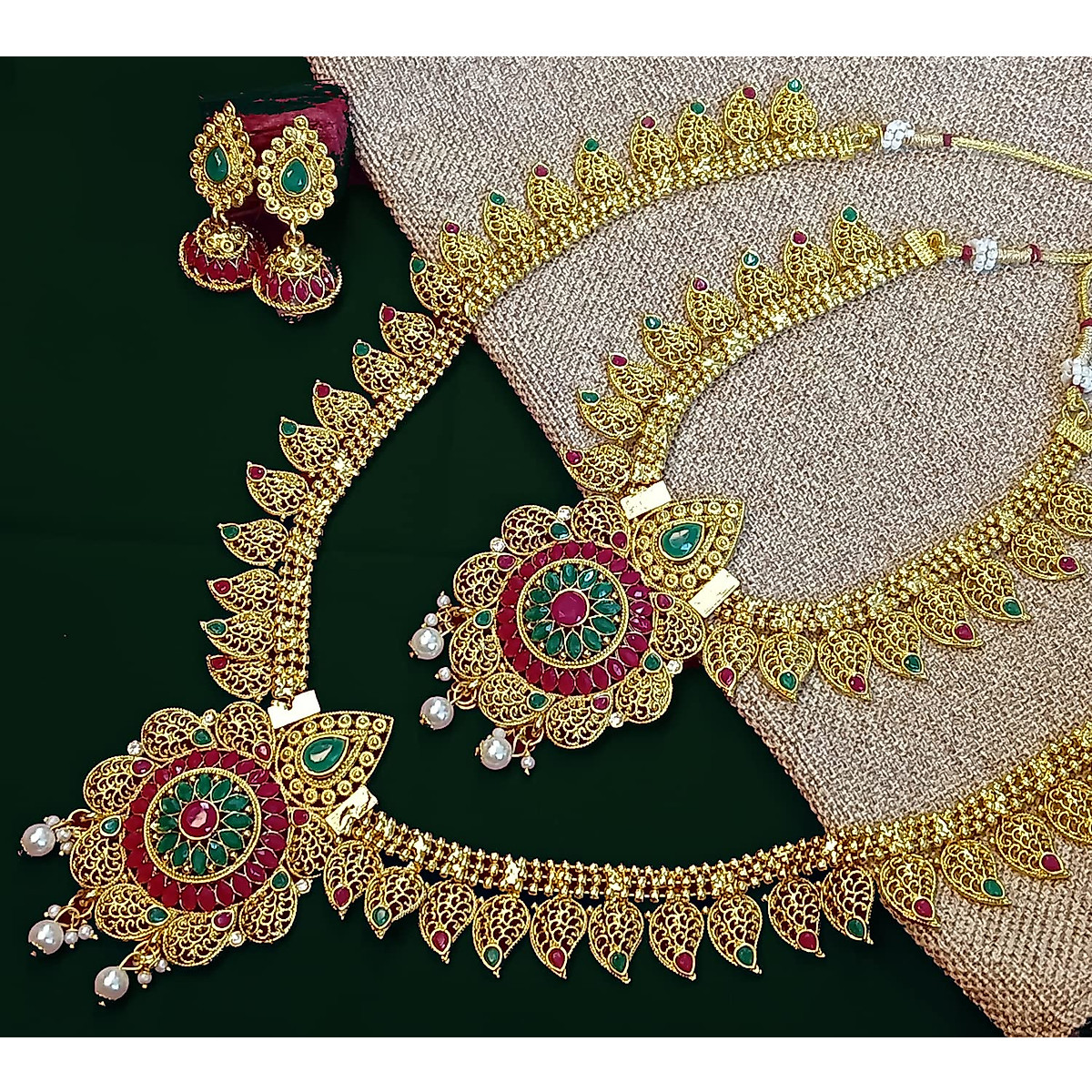 Efulgenz Indian Bridal Jewelry Sets for Women Gold Tone Traditional Indian Bollywood Bridal Wedding Set Of Choker Collar Princess Necklaces Dangle Earrings Jewellery