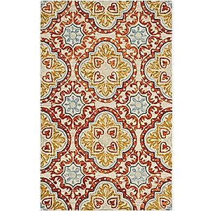 SAFAVIEH Aspen Collection Area Rug - 5' x 8', Beige & Rust, Handmade Boho Braided Tassel Wool, Ideal for High Traffic Areas in Living Room, Bedroom (APN217A)