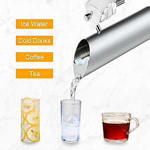 Water Pitcher Stainless Steel Serive Tool Food Grade for Restaurant, Home, Hotel, Jug with Ice Guard and Handle, Perfect for Cold Water, Iced Tea, Coffee, Juice or Cold Beverages - 49 Oz / 1.4 Littre