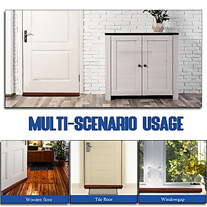 Under Door Draft Stopper 37" Cuttable and Washable,Draft Stopper for Bottom of Door,Twin Door Draft Stopper,Energy Saving Weather Stripping Door Seal Reduce Noise Adjustable Door Stoppers (Brown)