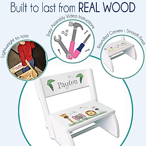 My Bambino Personalized Train Wood Step Stool Bench Seat