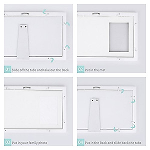 NWK DIY Family Photo + Family Hand/Footprints Kit with 10 X 17inch Elegant White Wood Picture Frame, Non-Toxic Watercolor Paints, Baby Shower Adoption Father's Day Gift for New Mom Dad (with Ink pad)