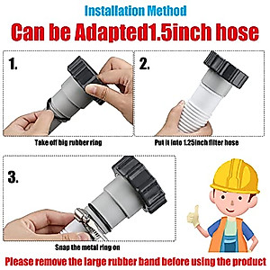 Saintrygo 2 Pack Pool Hose for Above Ground Pools 1.5 Inches Diameter 59 Inches Length Replacement Swimming Pool Pump Hose with 4 Pcs Hose Clamps and 2 Replacement Hose Adapter