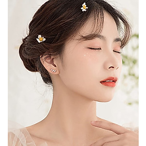 Reffeer Solid 925 Sterling Silver Leaf Crawler Stud Earrings for Women Teen Girls Crystal Leaf Stud Earrings (A-Silver)