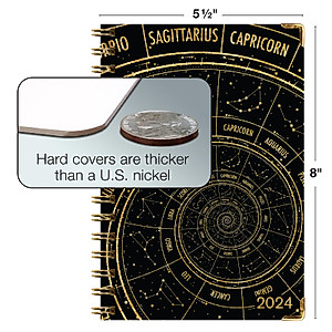HARDCOVER 2024 Planner: (November 2023 Through December 2024) 5.5"x8" Daily Weekly Monthly Planner Yearly Agenda. Bookmark, Pocket Folder and Sticky Note Set (Zodiac)