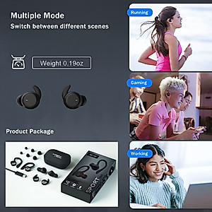 Orange Wireless Earbuds with Earhooks Running Ear Buds Bluetooth Workout Headphones in Ear Noise Cancellling Adjustable Small Mini Sleep Earphones with Mic Stereo Waterproof Android Headset for Sport