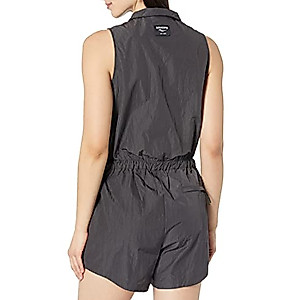 Saucony Unwind Romper for Women - Soft Nylon Crinkle Woven Fabric, Sleeveless Silhouette, and Comfy Basalt LG One Size