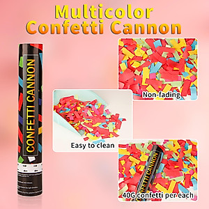 6 Pack 12 Inch Confetti Cannon Multicolor Confetti Popper Party Shooter for Wedding Birthday Graduation Celebration, These Pack of 6 Confetti cannon with Biodegradable Paper Launches 16 ft