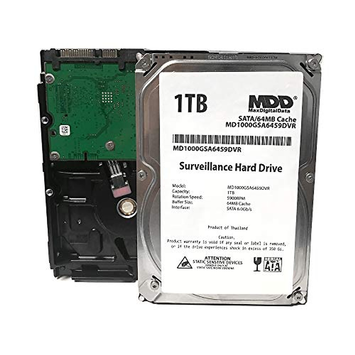 MaxDigitalData 1TB 64MB Cache 5900PM SATA 6.0Gb/s 3.5" Internal Surveillance CCTV DVR Hard Drive (MD1000GSA6459DVR) - w/ 2 Year Warranty