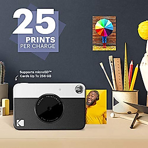 KODAK Printomatic Digital Instant Print Camera - Full Color Prints On Zink 2x3" Sticky-Backed Photo Paper (Black) Print Memories Instantly