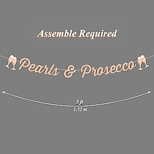 Bachelorette Banner Pearls & Prosecco Glitter Champagne Gold Wedding Shower Banner for Bridal Shower Decoration, Engagement and Bachelorette Party Decoration