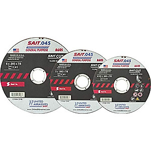 United Abrasives-SAIT 23106 A60S General Purpose Cut-Off Wheels (Type 1/Type 41 Flat) 6" x .045"x 7/8", 50-Pack