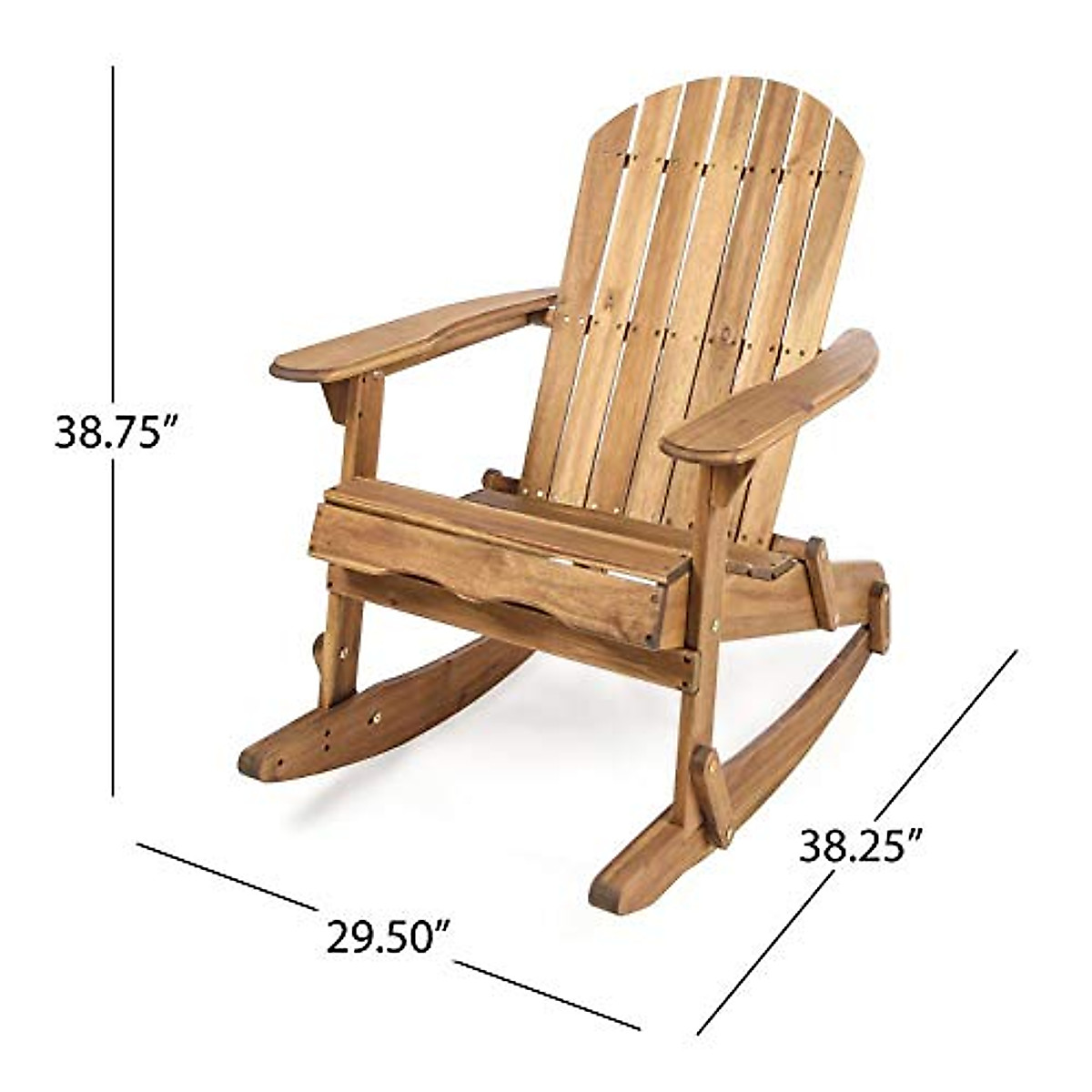 Christopher Knight Home Malibu Outdoor Acacia Wood Adirondack Rocking Chair, Natural Stained