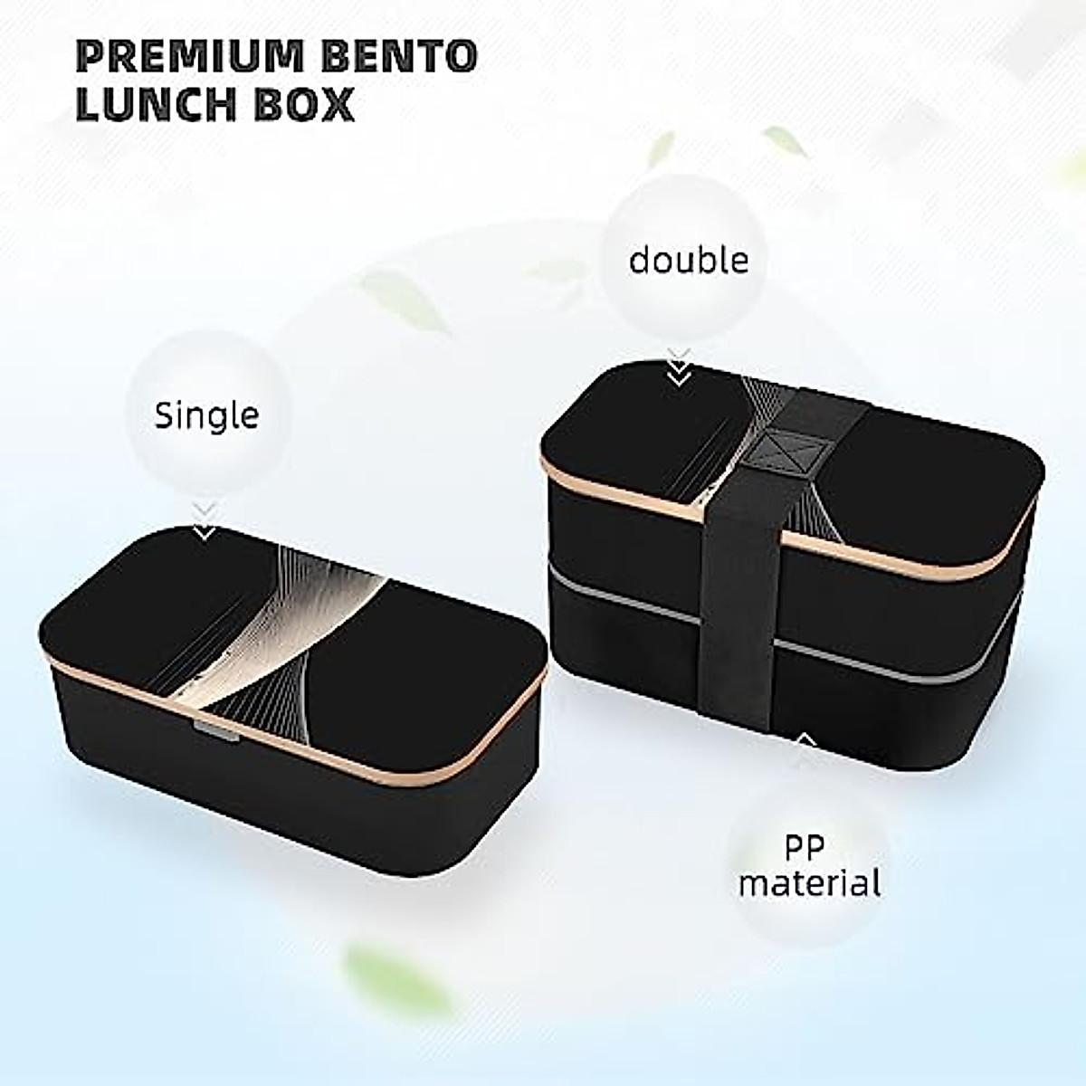 Abstract Curves Adult Lunch Box, Bento Box, With Cutlery Set Of 3, 2 Compartments, Rectangular, Lunch Box For Adults