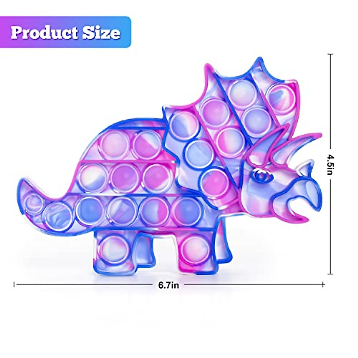 Dinosaur Fidget Push Pop Toy, Fidgets Educational Popping Toy for Girls Squeeze Bubble Sensory Toy Relieve Stress & Anxiety for Adults and Teen