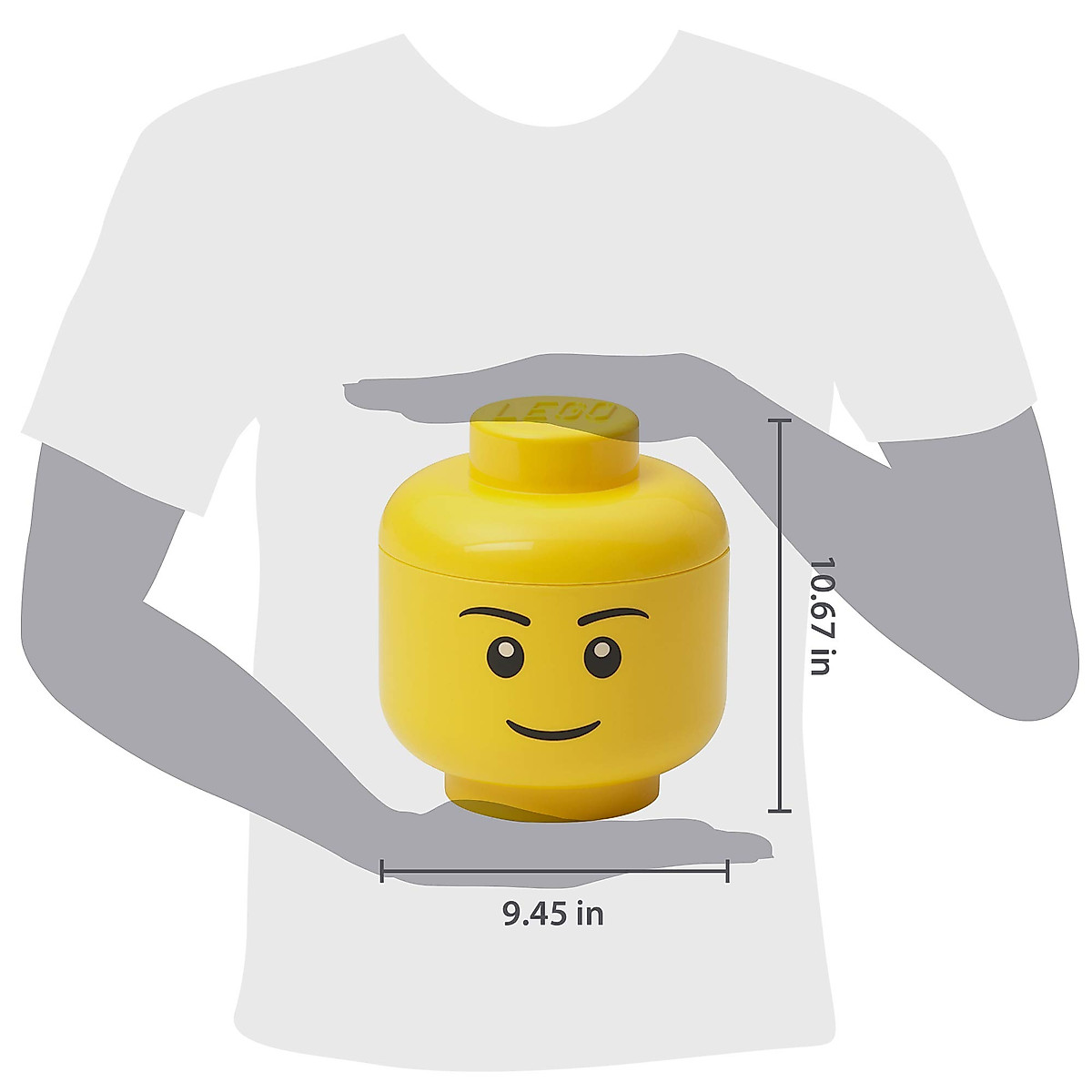 Room Copenhagen Lego Storage Head, Large, Boy, 9-1/2 x 9-1/2 x 10-3/4 Inches, Yellow (4032)