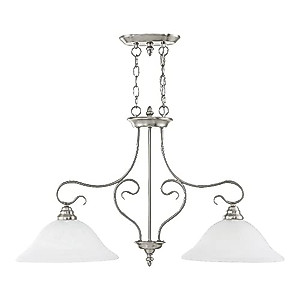 Livex Lighting 6132-91 Island Pendant with White Alabaster Glass Shades, Brushed Nickel 21.25x34.50x13.00