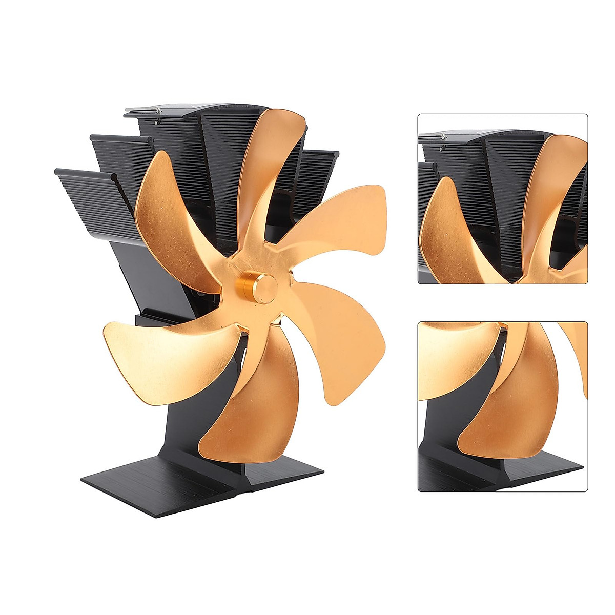 Generic Wood Stove Fan, Heat Activated Vertical, Gold, Heat-Powered Fan, No Harmful Emissions