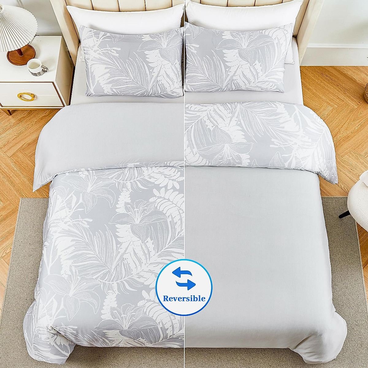 YIYEA Cooling Duvet Cover for Hot Sleepers & Night Sweats - Double Sided Arc-Chill Q-Max>0.5 Cool Summer Duvet Cover Queen Size - Silky Soft, Thin, Breathable, and Quickly Cool Down - 3PC