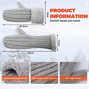 AURUZA Winter Warm Mittens for Women, Cozy Thick Knitted Gloves & Mittens Warm Soft Lining Cold Weather Accessories Gifts (Gray)