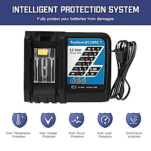 DC18RC Replacement Charger Compatible with Makita 14.4V-18V Lithium ion Battery BL1815 BL1830 BL1840 BL1850 BL1430 BL1440 BL1450