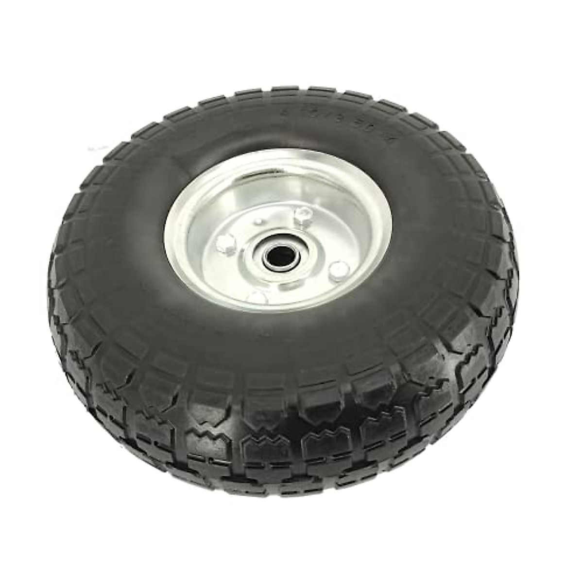 MaxxHaul 50501 Diameter 10" Flat Free All Purpose Tire with 5/8" Ball Bearing Axle Bore Dia, 10 inch, Black