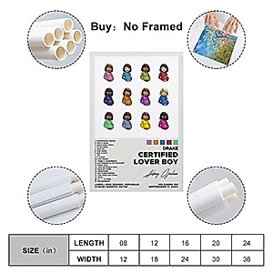 OFITIN Drake Poster Certified Lover Boy Album Cover Posters for Bedroom Aesthetic Wall Decor Canvas Wall Art Gift 12x18inch(30x45cm)