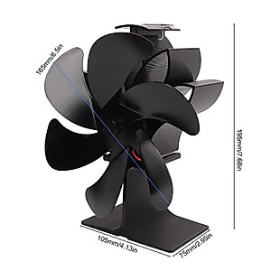 Naroote Stove Eco Fan, 6 Blade 1400rpm Wind Speed High Temperature Resistant Heat Powered Fan for Gas Furnaces