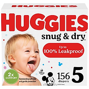 Huggies Snug & Dry Baby Diapers, Size 5 (27+ lbs), 156 Ct